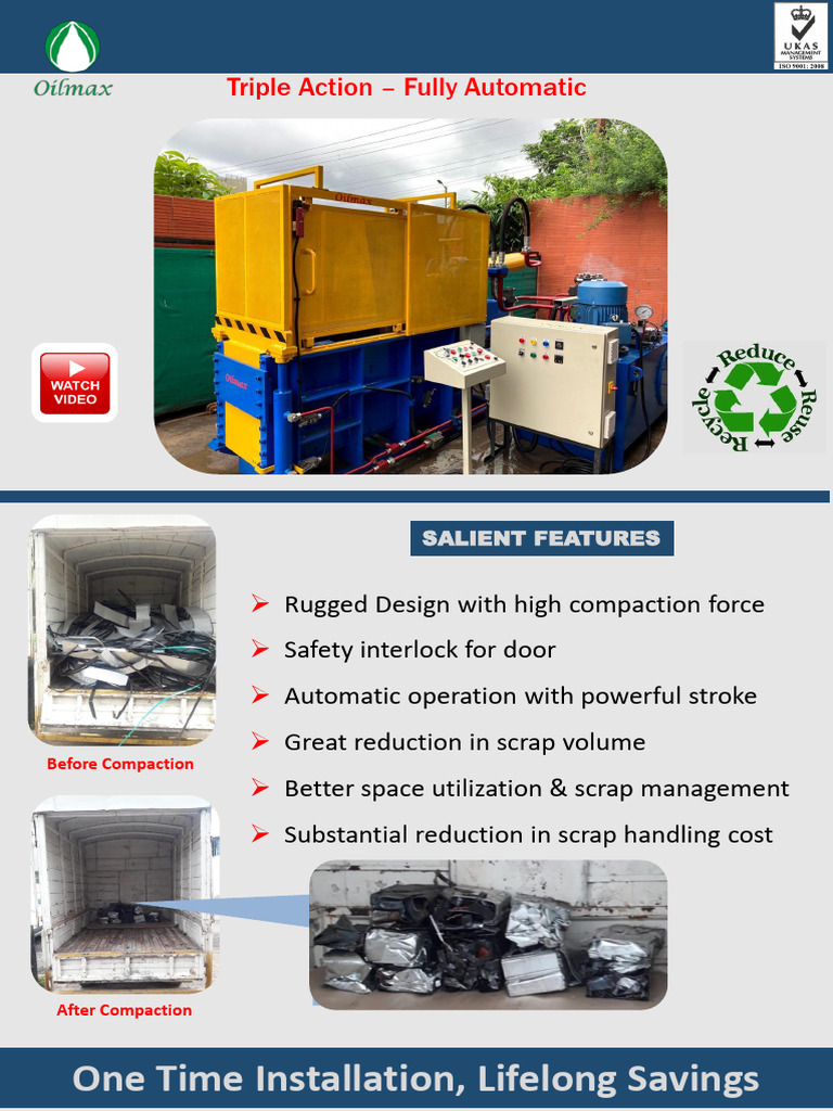 Hydraulic Compactor For Sheet Metal Scrap | PDF