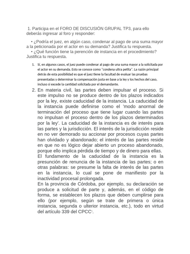 Foro TP3 Procesal | PDF