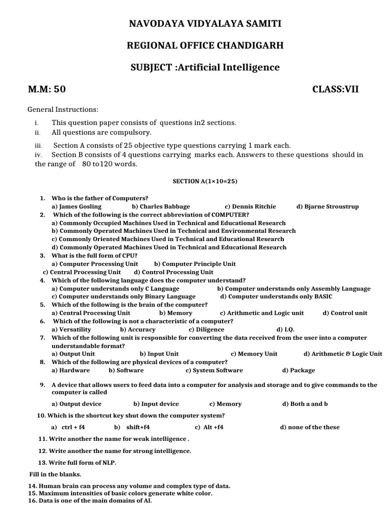 7 AI QP Annual Exam 2025 | PDF | Artificial Intelligence | Intelligence (AI) & Semantics