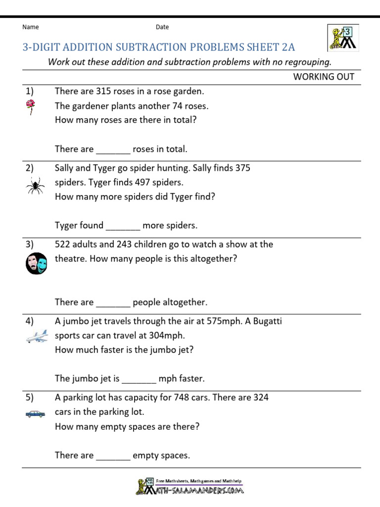 3-digit-addition-subtraction-problems-2a | PDF