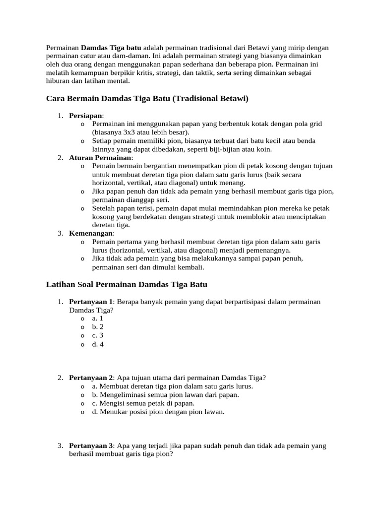 PLBJ Aaron Permainan Damdas 3 Batu Dan Dampu Bulan | PDF