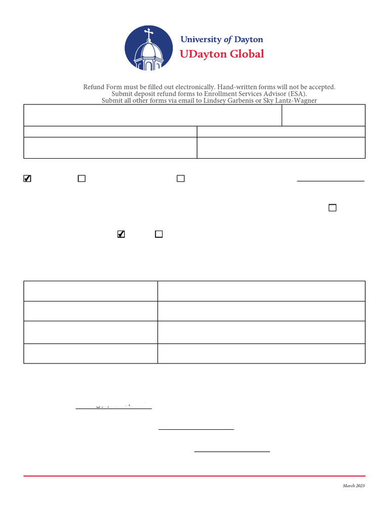UDayton Refund Request Instructions | PDF | Wire Transfer | Banks