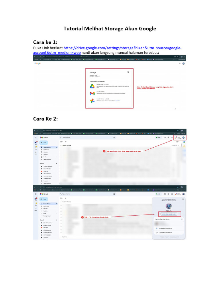 Tutorial Melihat Storage Akun Google v1 | PDF