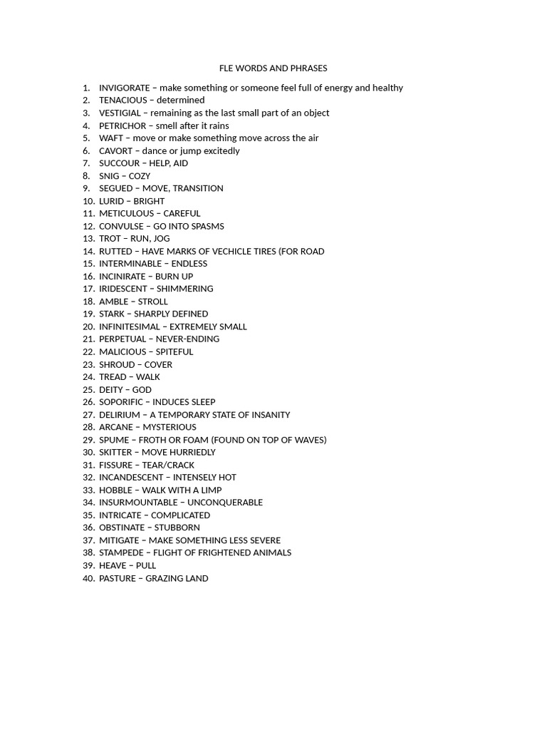 Fle Words and Phrases | PDF