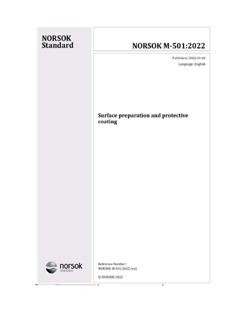NORSOK M-501 Ed7 2022 Surface Preparation and Protective Coating | PDF
