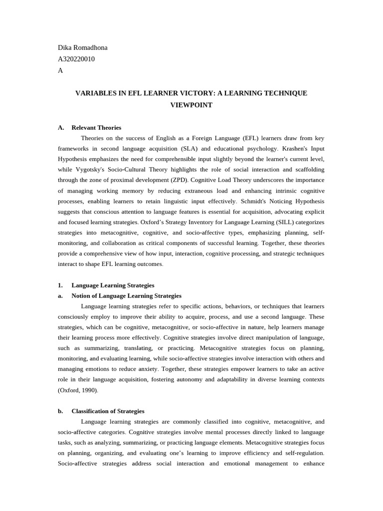 Applied Linguistic_Dika Romadhona_Tugas UAS_A320220010 | PDF | Learning | Second Language ...