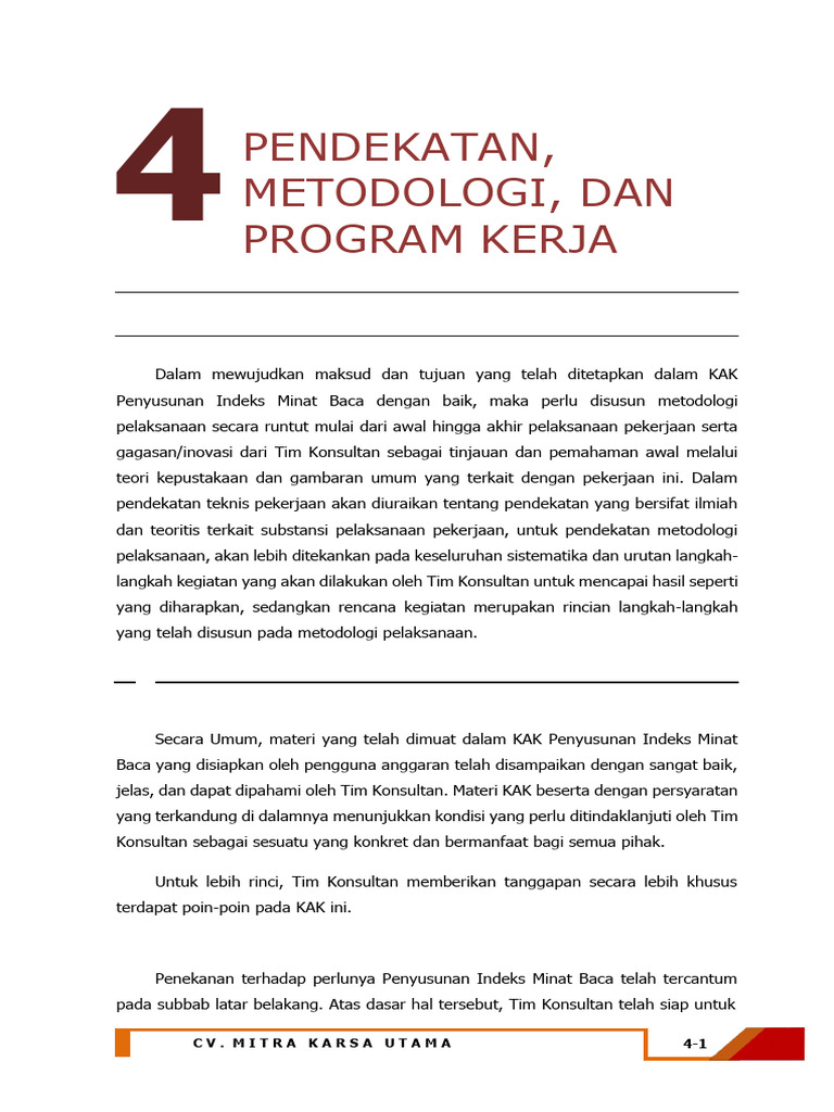 Ustek 4 Metodologi - Indeks Minat Baca (CV MKU) 2023 | PDF