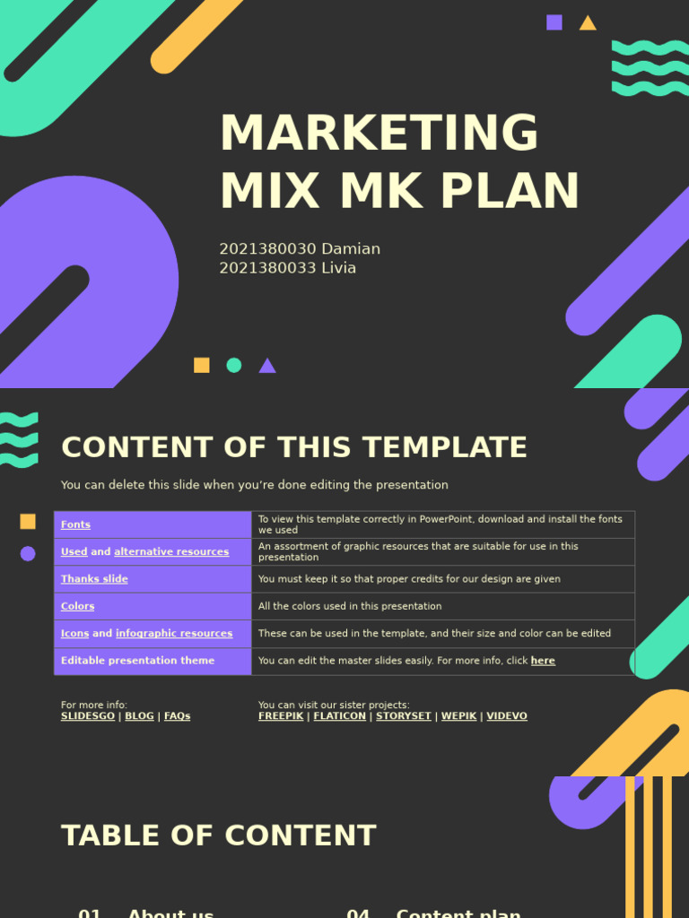 Marketing Mix MK Plan by Slidesgo | PDF | Integrity | Innovation