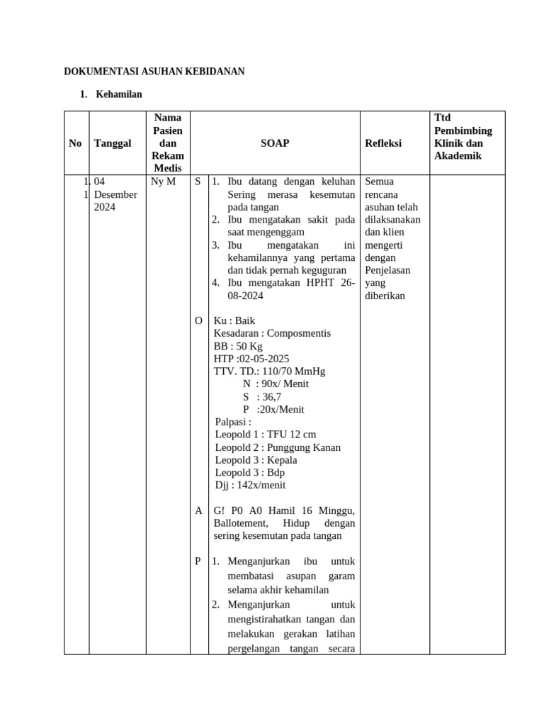 SOAP KEHAMILAN Done | PDF