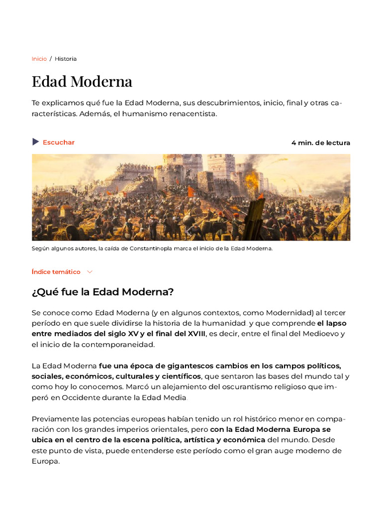Características de la Edad Moderna | PDF | Período moderno temprano ...