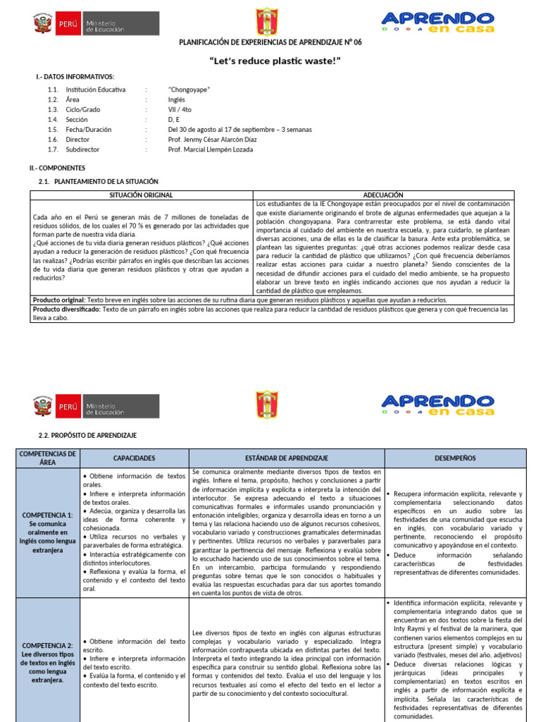EXPERIENCIA DE APRENDIZAJE 06 4to | PDF | Evaluación | Aprendizaje