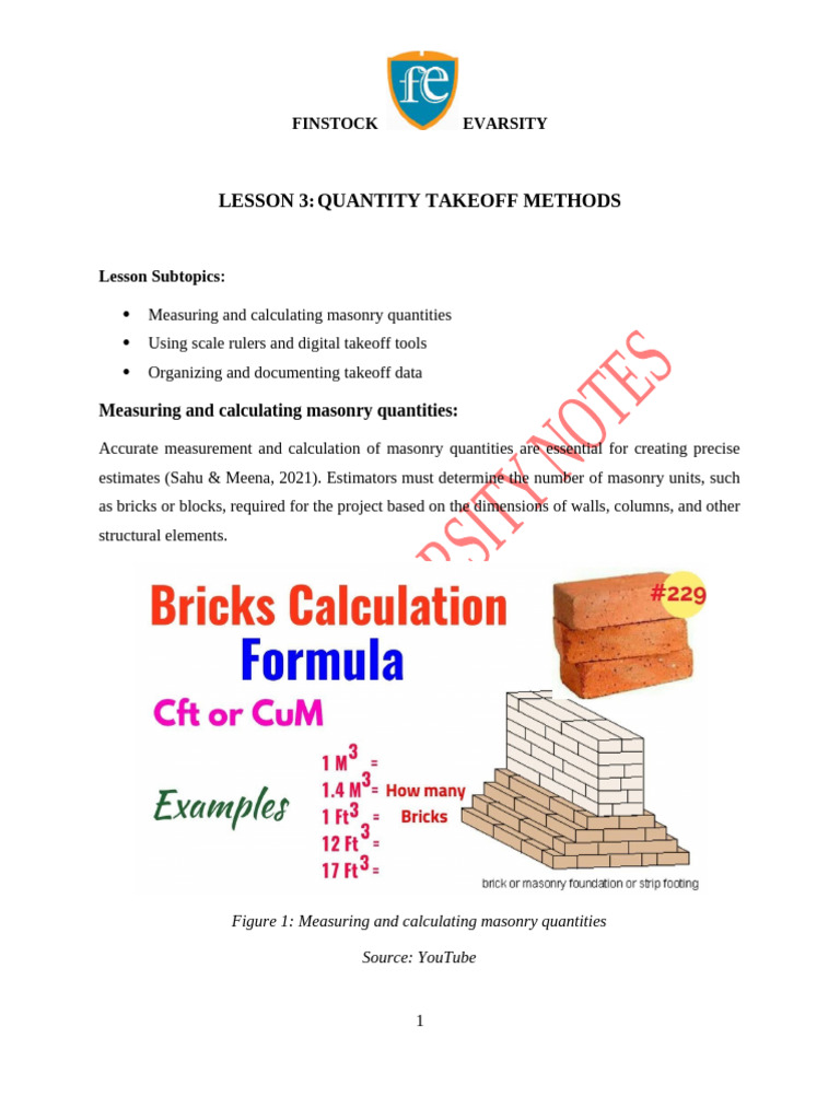 Lession 3 Dim007 Masonry Estimating and Costing | PDF | Building Information Modeling | Data