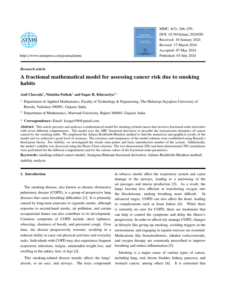 Fractional Model for Smoking-Cancer Risk | PDF | Chronic Obstructive ...