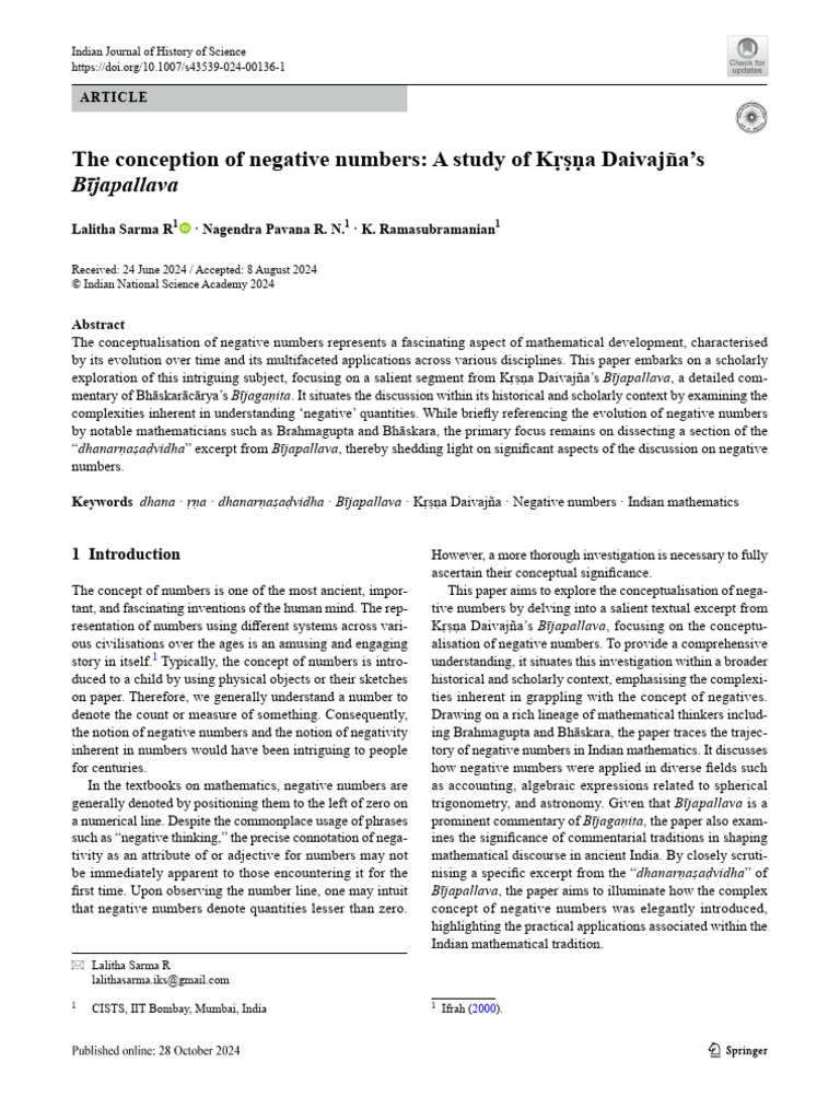 The Conception of Negative Numbers | PDF | Numbers | Arithmetic