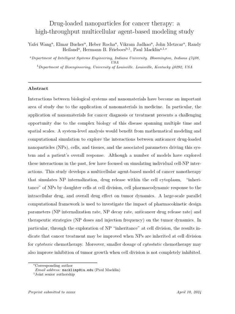 Drug-Loaded Nanoparticles For Cancer Therapy A Hig | PDF | Cancer ...