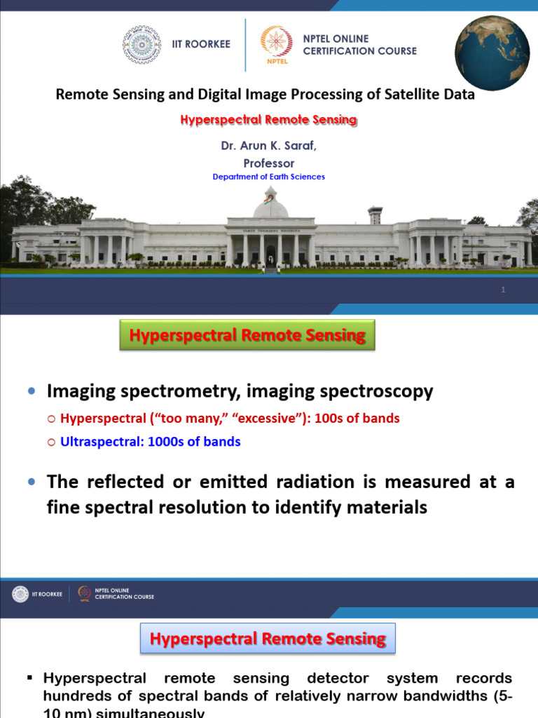 Week-4 Module-18 Hyperspectral Remote Sensing | PDF | Spectroscopy ...