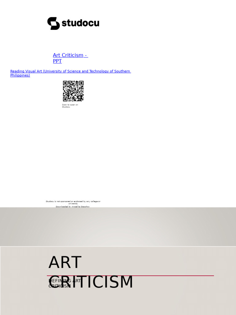 Week 11 Art Criticism | PDF | Composition (Visual Arts) | Shape