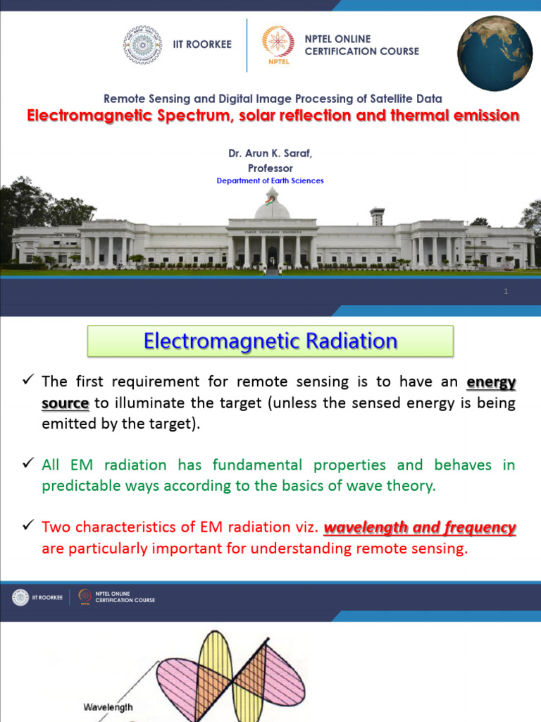 Week-5 Module-25 EM Spectrum Solar reflection and thermal emission remote sensing | PDF ...
