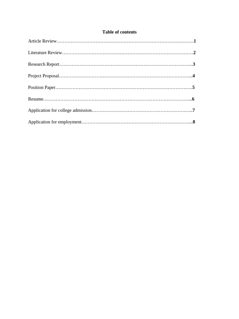 Table of Contents Research | PDF