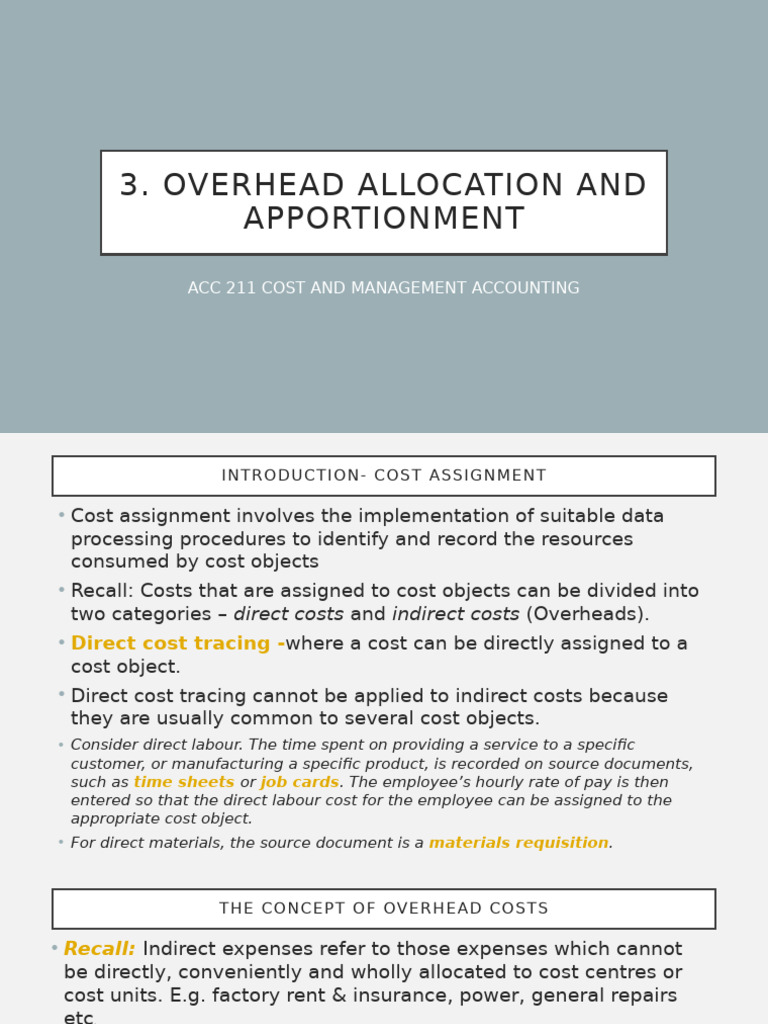ACC211 - Overhead Allocation | PDF | Business | Economies