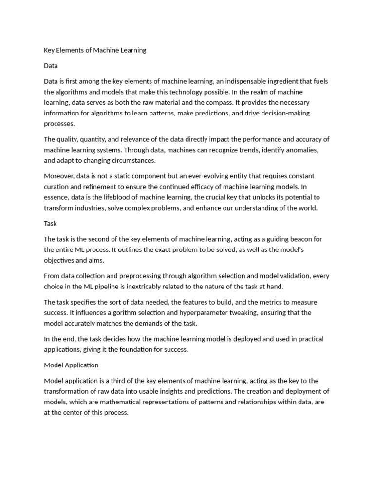 Key Elements of Machine Learning | PDF | Machine Learning | Statistical ...