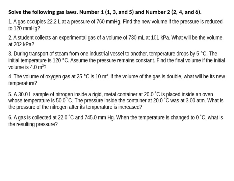 Gas Law Exercises | PDF