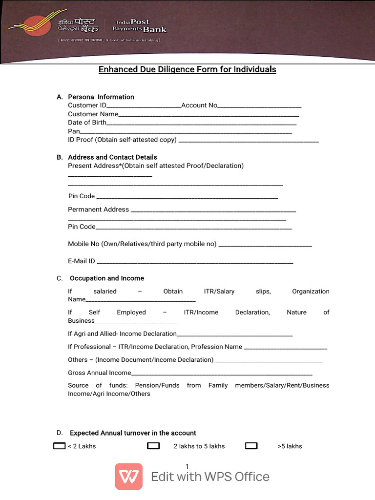 Enhanced Due Diligence Form For Individuals | PDF | Personal Identification Number | Identity ...