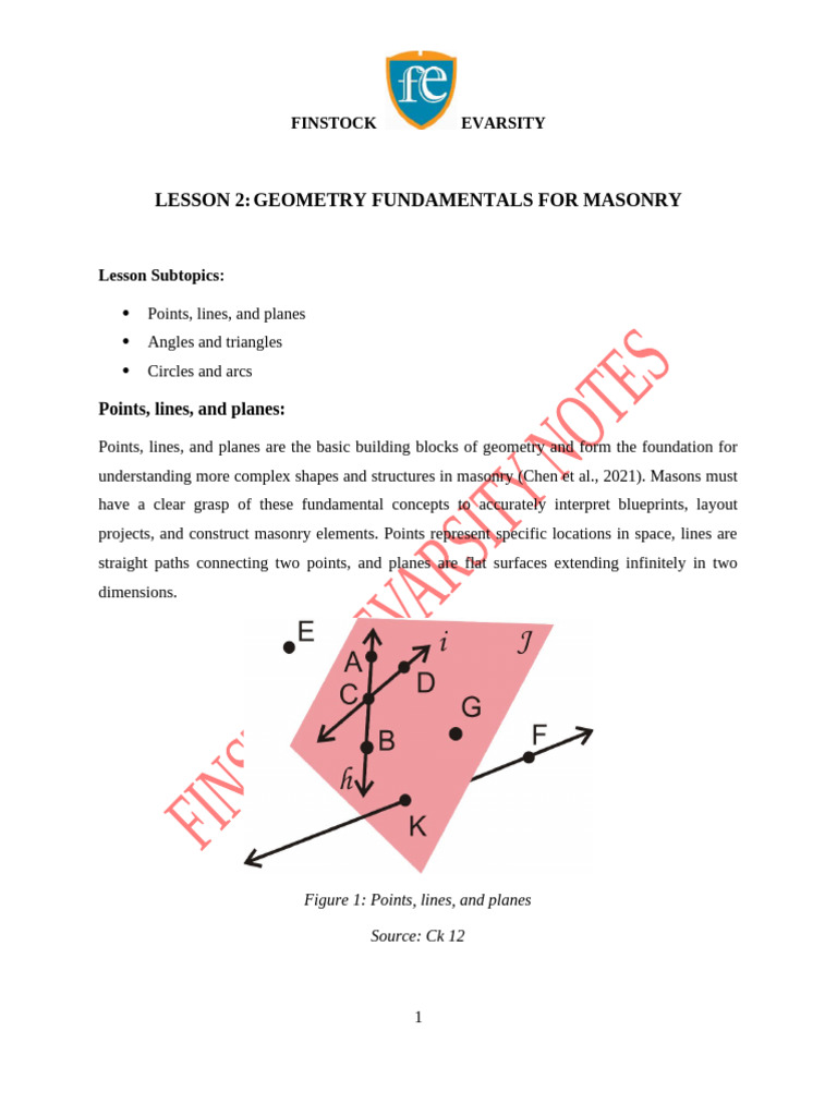 Lession 2 Dim008 Masonry Math and Measurements | PDF | Line (Geometry) | Triangle