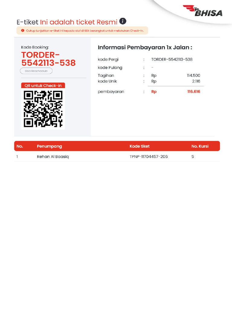 Halaman Eticket TORDER 5542113 538 VE9SREVSLTU1NDIxMTMtNTM4 | PDF