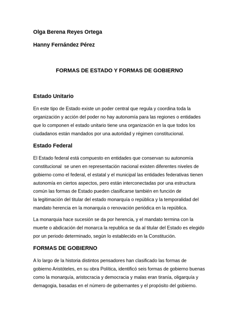 Formas de Gobierno | PDF