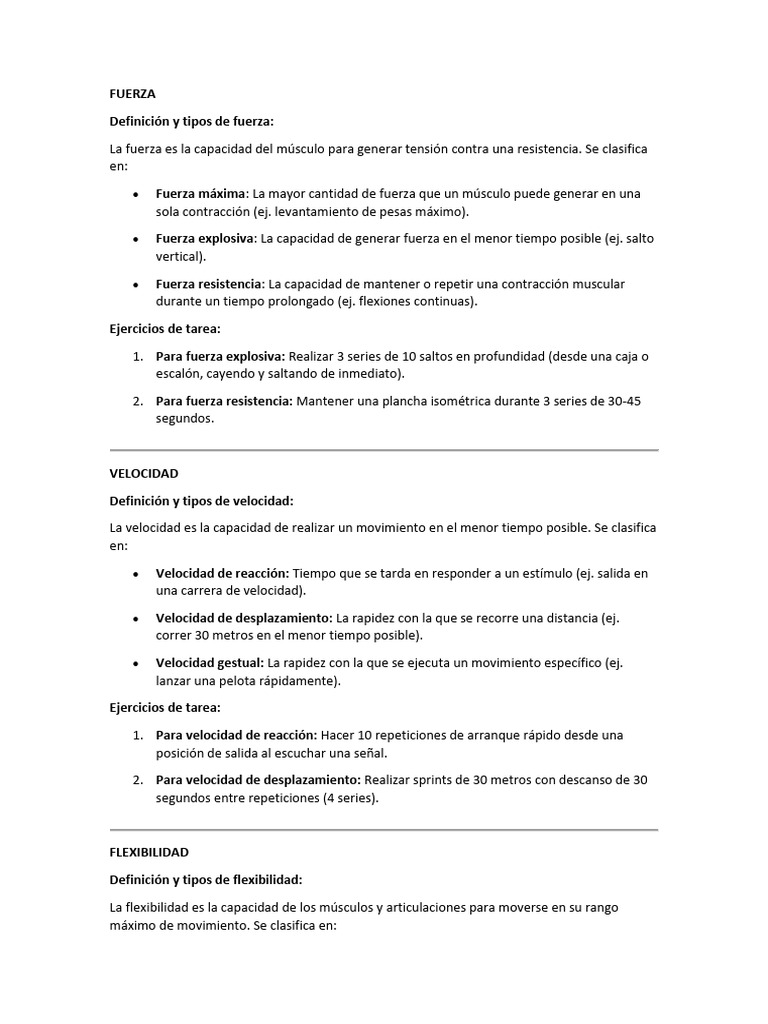 Capacidades Condicionales | PDF | Flexibilidad (anatomía) | Resistencia