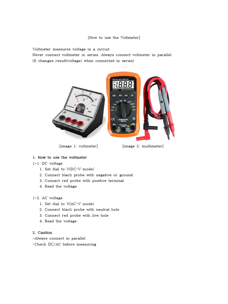 How To Use The Voltmeter | PDF
