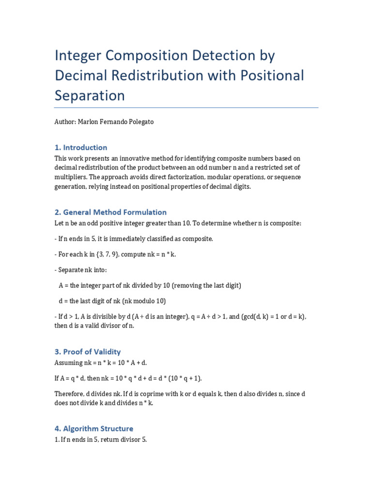 Decimal Redistribution With Positional - Separation | PDF | Mathematics | Arithmetic