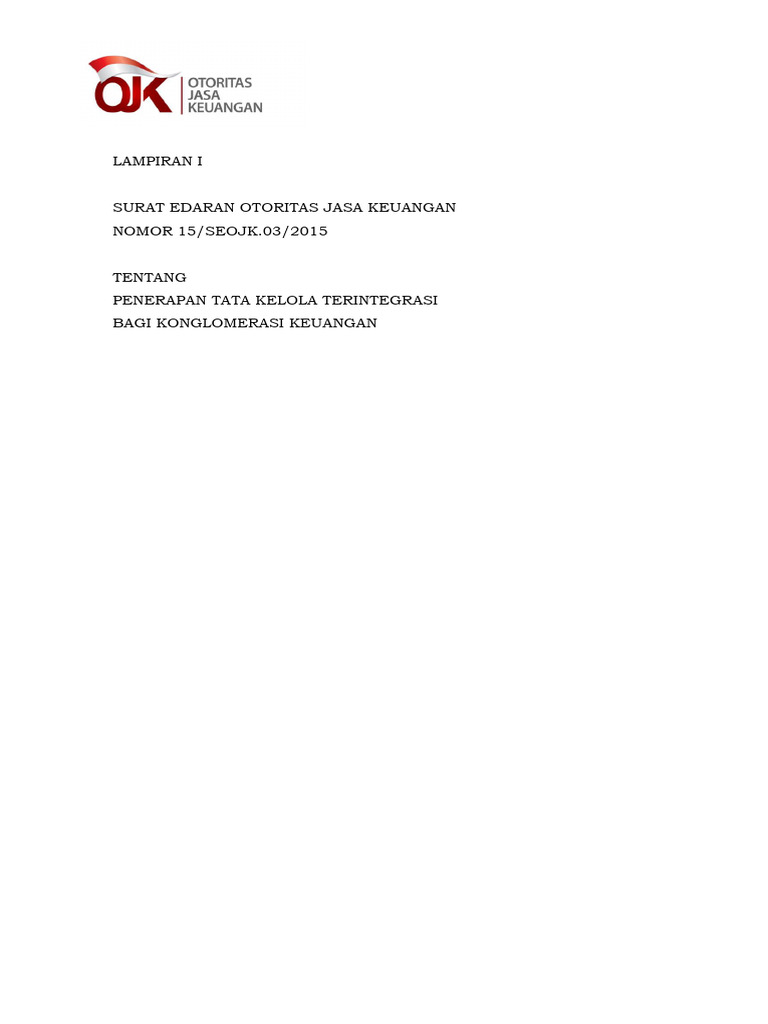 Lampiran I SEOJK 15 2015 | PDF