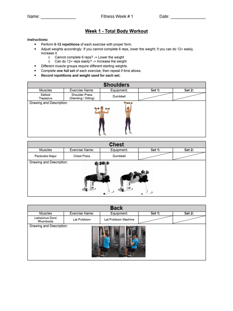 Strength Trainers - Week #1 Workout | PDF | Weight Training | Physical ...