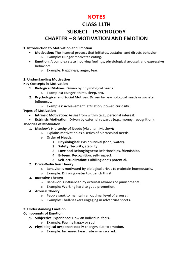 Understanding Motivation and Emotion Concepts | PDF | Motivational ...