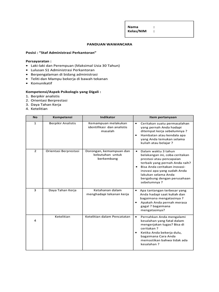 Panduan Wawancara | PDF