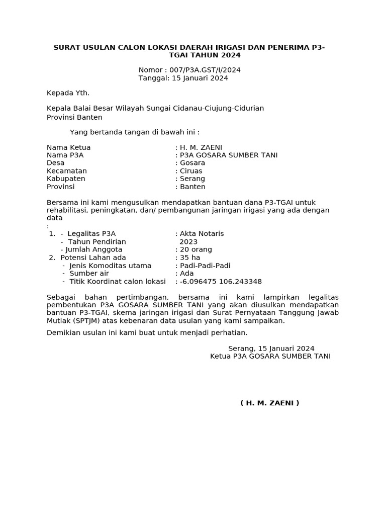 Usulan P3-TGAI 2024 P3A Gosara Tani | PDF