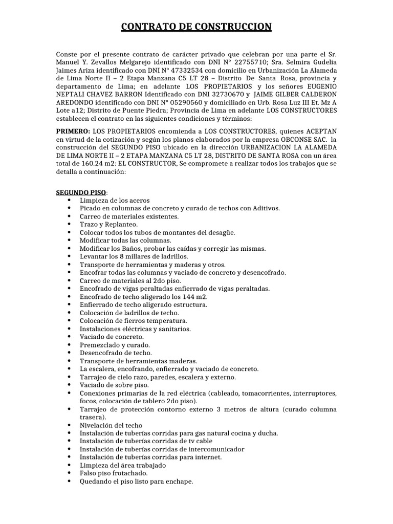 Contrato de Construccion | PDF