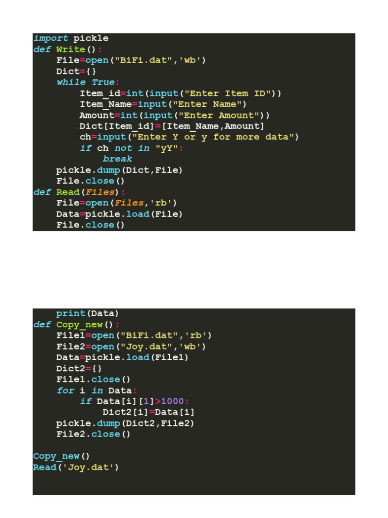 Python Data Management with Pickle | PDF