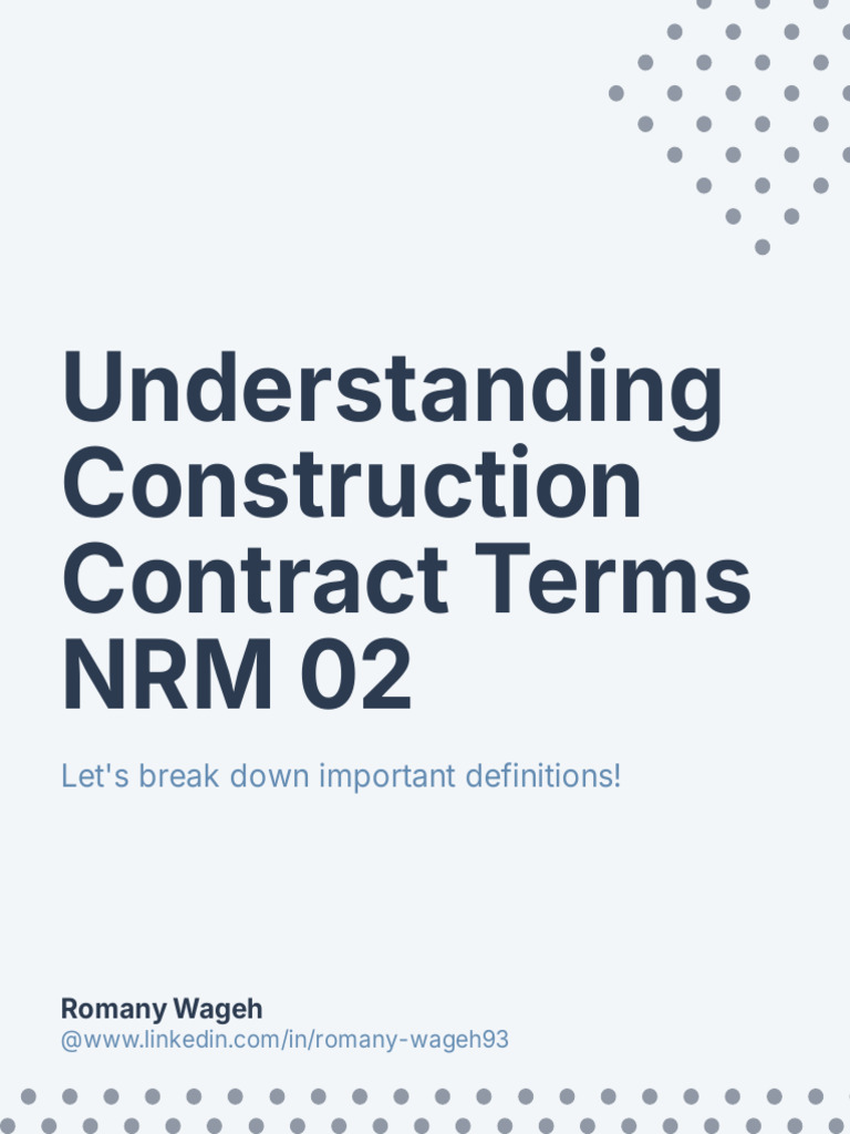 Understanding Construction Contract Terms As Per NRM 02 | PDF