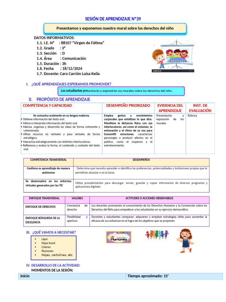 S39 Com Exposición de Los Mural Delos Derechos. | PDF | Aprendizaje | Comunicación no verbal