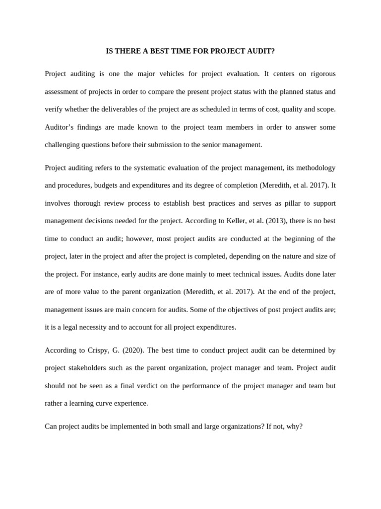 Is There A Best Time For Project Audit | PDF