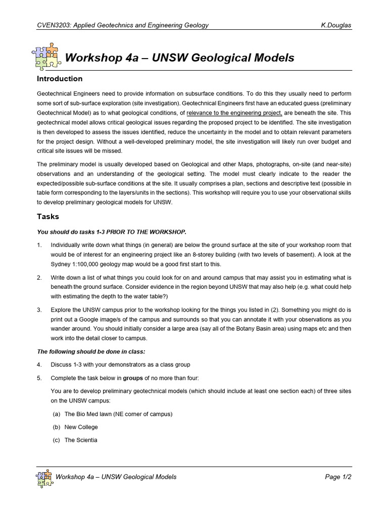 CVEN3203 Workshop 4a - UNSW Geological Models - Solutions | PDF ...