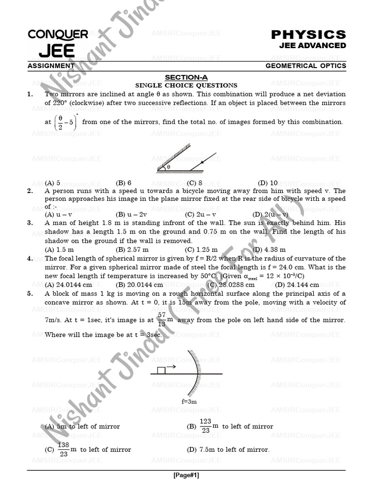 Geometrical Optics ASSIGN - Student | PDF | Refraction | Mirror