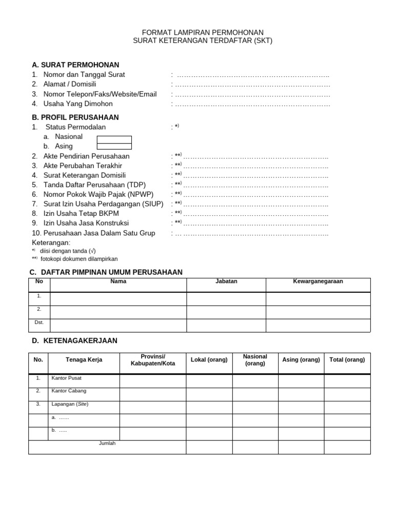 Lampiran Permohonan SKT | PDF