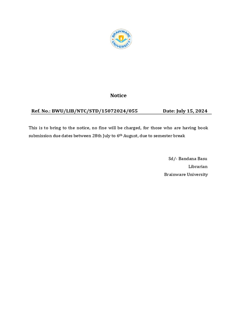 Library Notice STD 055 | PDF