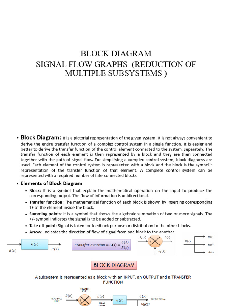 Block Diagram Signal Flow Graphs (Reduction of Multiple Subsystems) | PDF