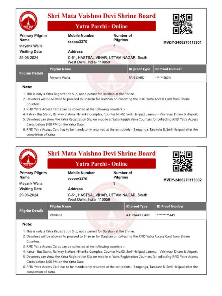 Yatra Slip | PDF