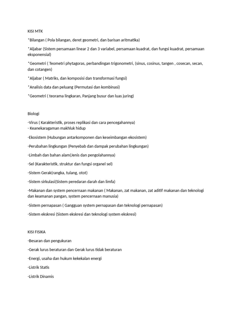 Kisi kisi orbit (onlimpiade orbit) | PDF